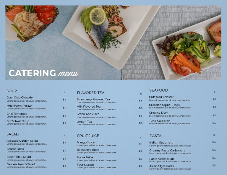 10+ Printable Catering Menu psd template free | room surf.com
