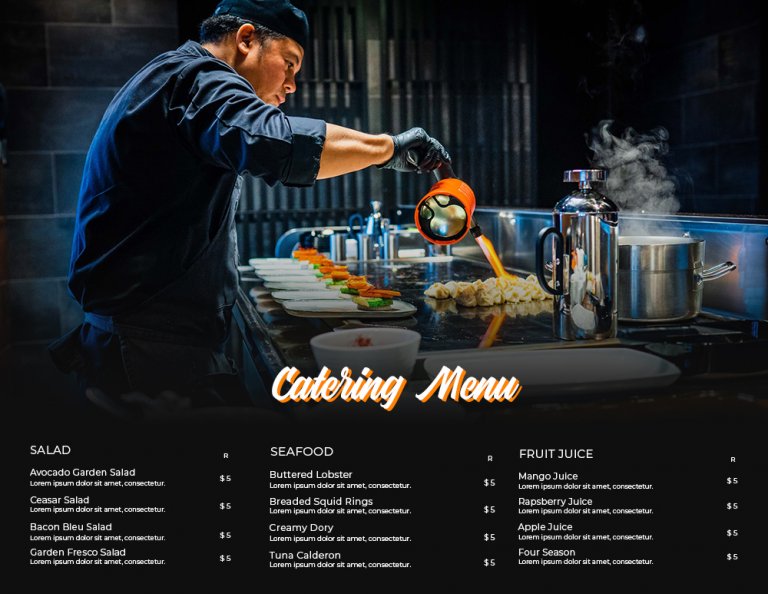 10+ Printable Catering Menu psd template free | room surf.com