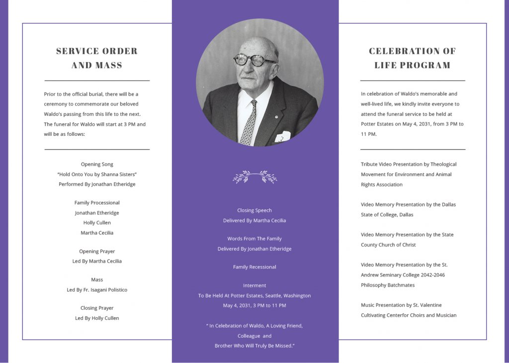 5+ Celebration of Life Program Template | room surf.com