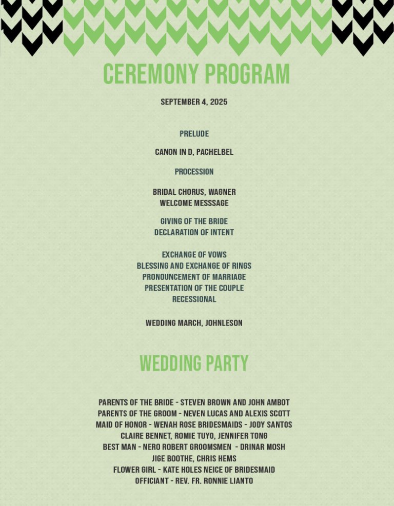 5+ Printable Ceremony Program psd template free | room surf.com