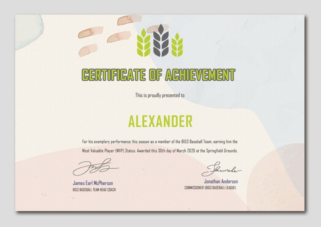 10+ Certificate of Achievement example psd design | room surf.com