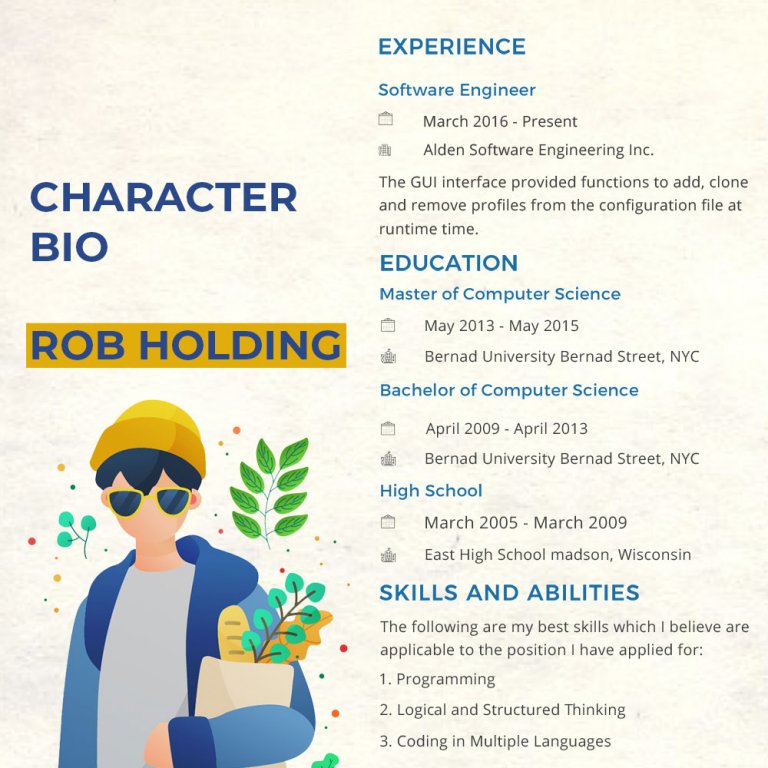 5+ Printable Character Bio template photoshop | room surf.com
