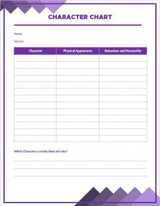 5+ Character Chart Template | room surf.com