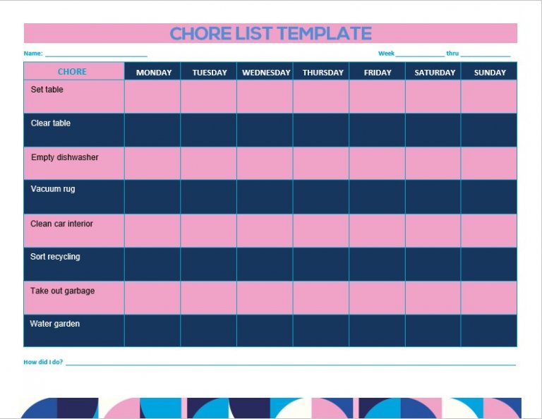 10+ Chore List Template | room surf.com