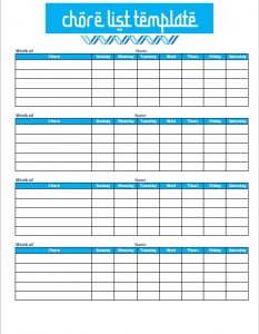 10+ Chore List Template | room surf.com