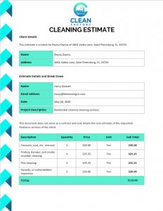 5+ Printable Cleaning Estimate Template | room surf.com