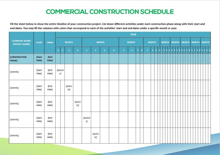 10+ Commercial Construction Schedule Template | room surf.com