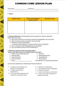5+ Common Core Lesson Plan Template | room surf.com