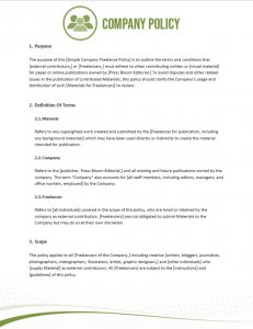 5+ Company Policy Templates | room surf.com