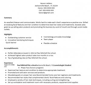 5+ Cosmetology Resume Sample | room surf.com