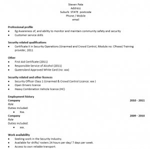 5+ Sample Security Guard Resume | room surf.com