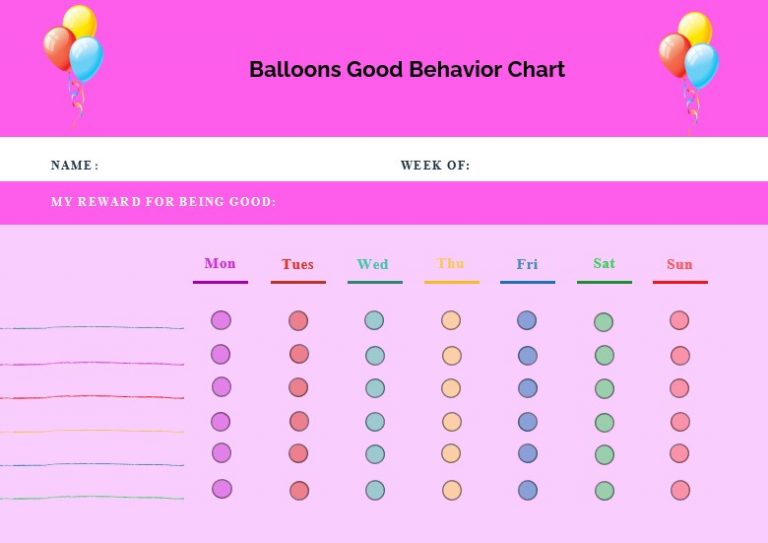 8+ Behavior Chart Printable Template | room surf.com