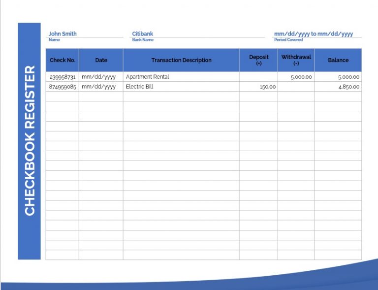 10+ Free Printable Checkbook Register Template | room surf.com
