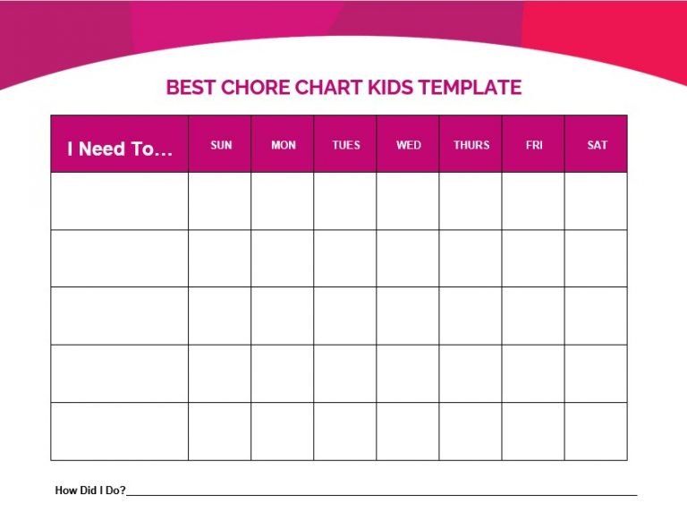 10+ Free Template Printable Chore Charts for Kids | room surf.com