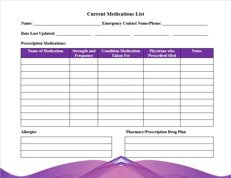 10+ Printable Medication List Template as A Preventive Measure | room ...