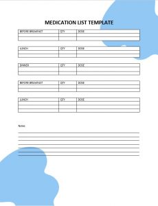 10+ Printable Medication List Template as A Preventive Measure | room ...