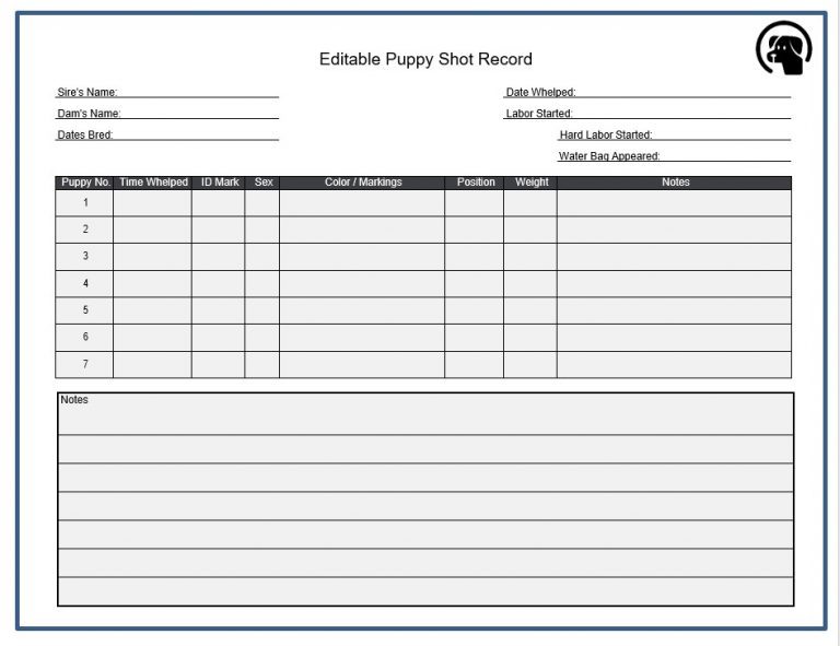 10+ Printable Template Puppy Shot Records to Get Your Puppy’s ...