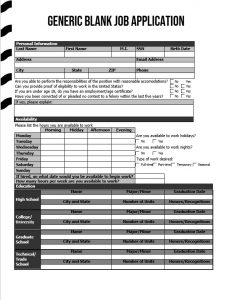 10+ Printable Generic Job Application Template for Employers | room ...