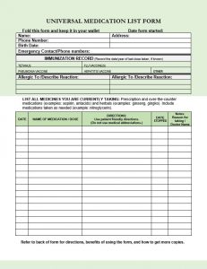 10+ Printable Medication List Template as A Preventive Measure | room ...