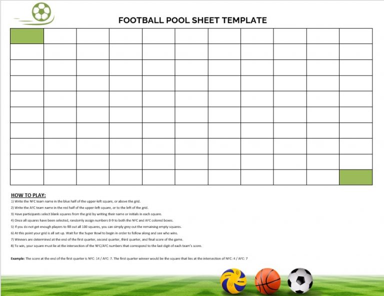 10+ Printable Football Pool Sheet and Templates | room surf.com