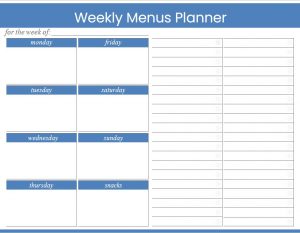 10+ Template Weekly Menus Printable for Household and Schools | room surf.com