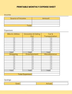 10+ Printable Monthly Expense Sheet Template to Help Managing Your Cash ...