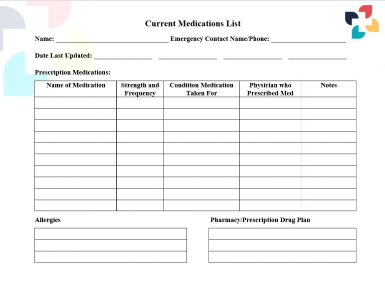8+ Printable Medication List Template to Keep Your Health Conscious ...
