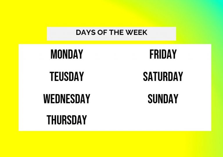 10+ Days of the Week Template Printable for Kids to Learn | room surf.com