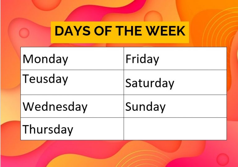 10+ Days of the Week Template Printable for Kids to Learn | room surf.com